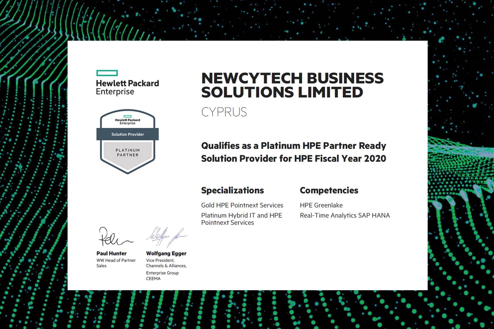 Newcytech became HPE Platinum Partner - Logicom NewCytech